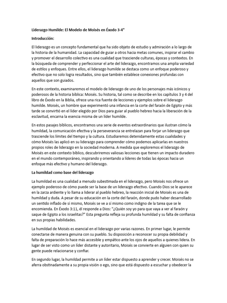 Liderazgo Humilde | PDF | Liderazgo | Moisés