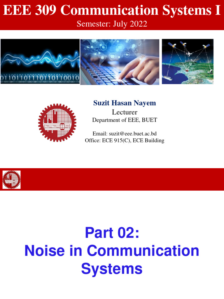 Part 02 Noise in Communication Systems - EEE309 | PDF | Signal To Noise Ratio | Amplifier
