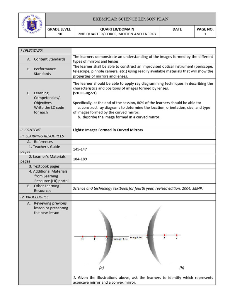 DLP PHY G10 W7 D4 Rev | PDF | Mirror | Line (Geometry)