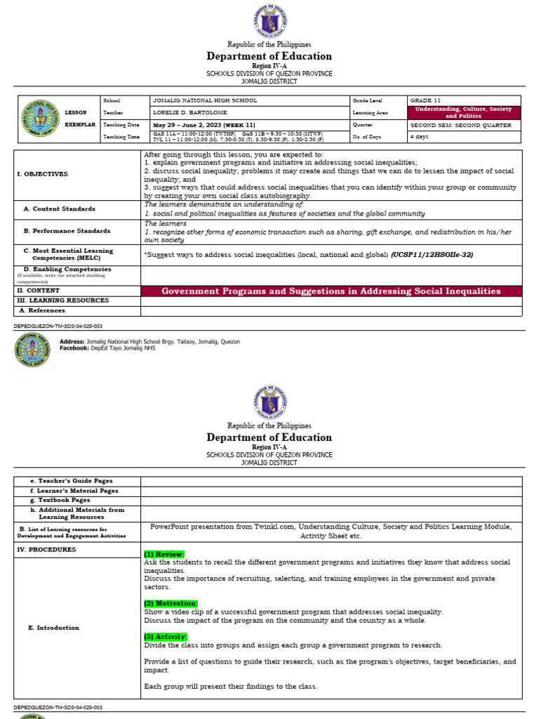 UCSP LESSON 11 2ndQ | PDF | Social Inequality | Discrimination & Race Relations