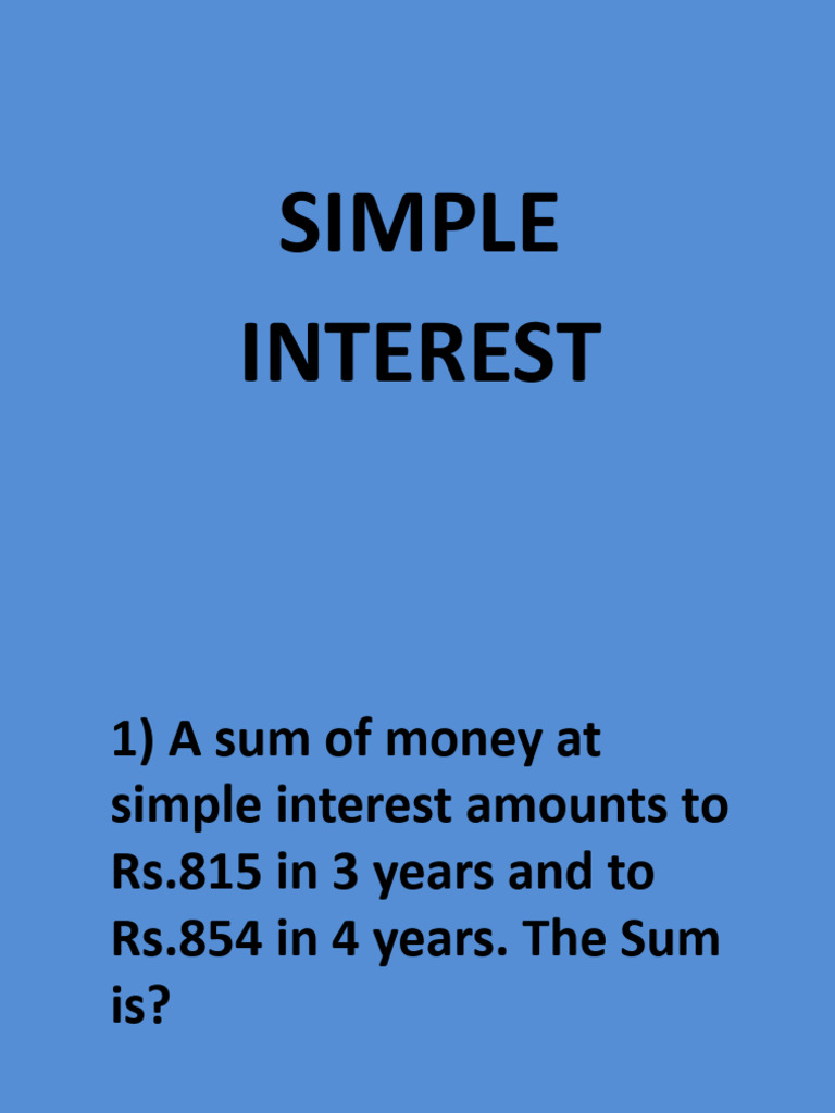 Simple Interest Aptitude Sample Questions | PDF