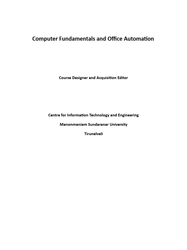 Puter Fundamentals and Office Automation (BOOK) | PDF | Computer Data Storage | Floppy Disk