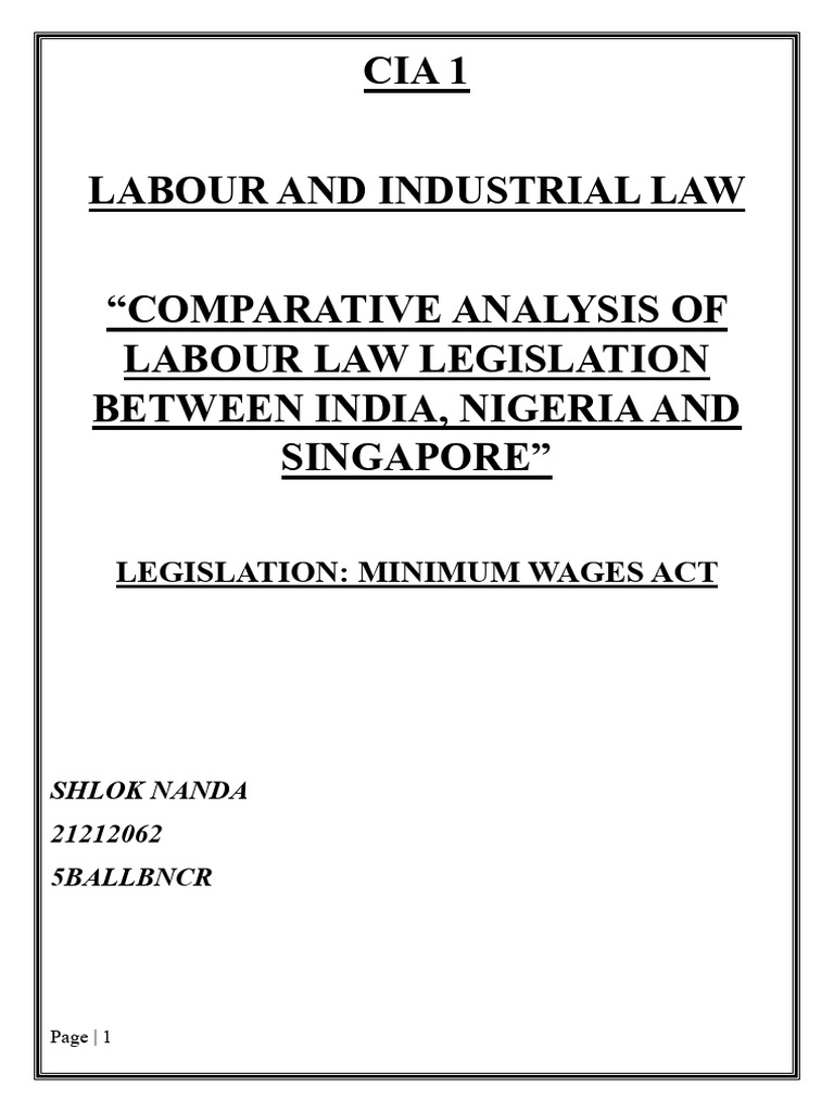 Comparative Analysis On Minimum Wages Act of India, Nigeria and Senegal | PDF