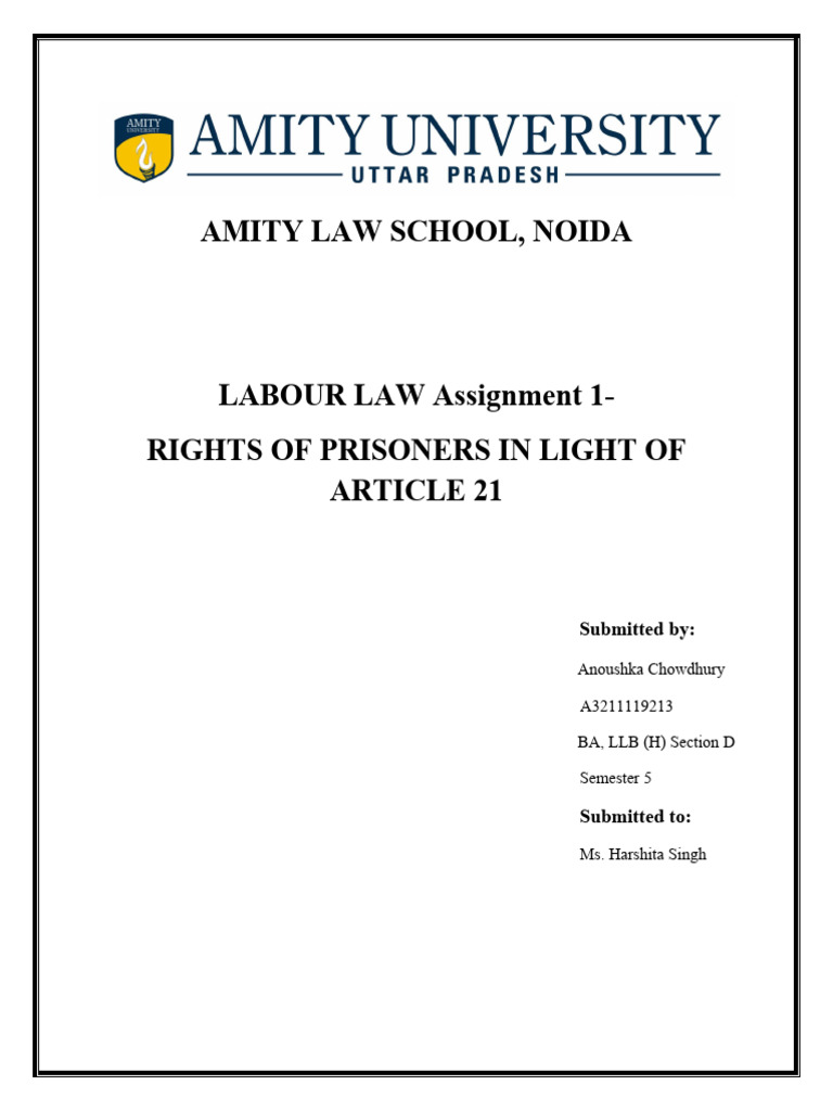 Prisoners' Rights Under Article 21 | PDF | Prison | Crimes