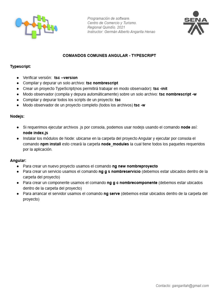 Comandos Comunes Angular-Typescript | PDF