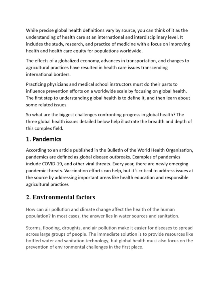 Global Health | PDF | Health Care | Global Health