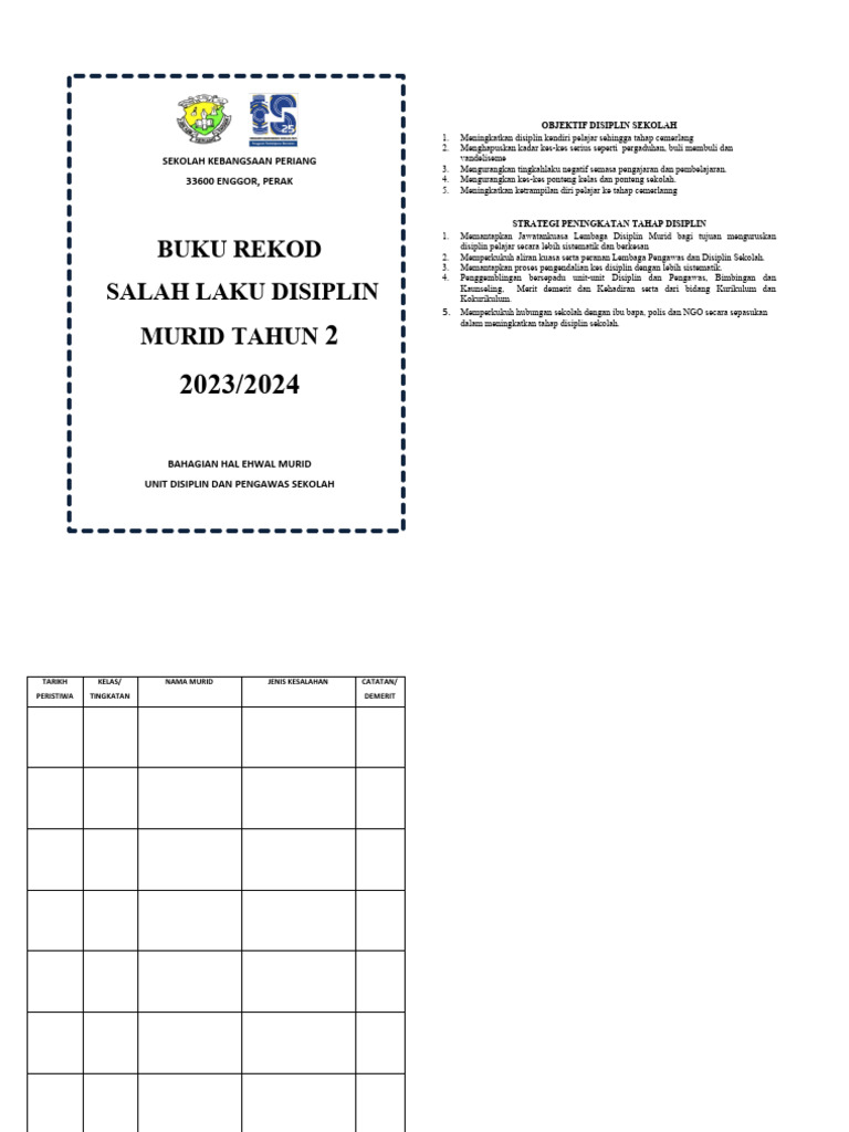 Dokumen - Tips - Buku-Rekod-Salah-Laku-Murid 23 | PDF