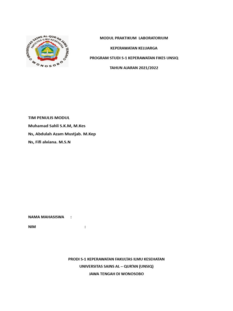 Modul Praktikum Laboratorium Kep. Keluarga | PDF