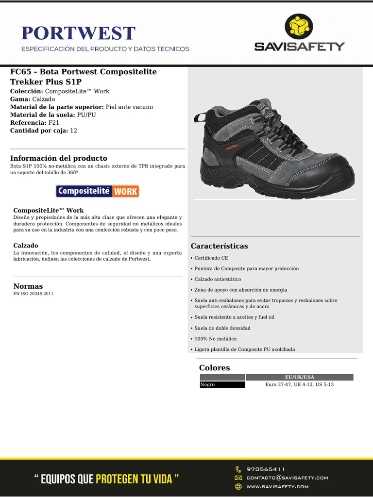 Portwest Technical Data - FC65 | PDF | Materiales
