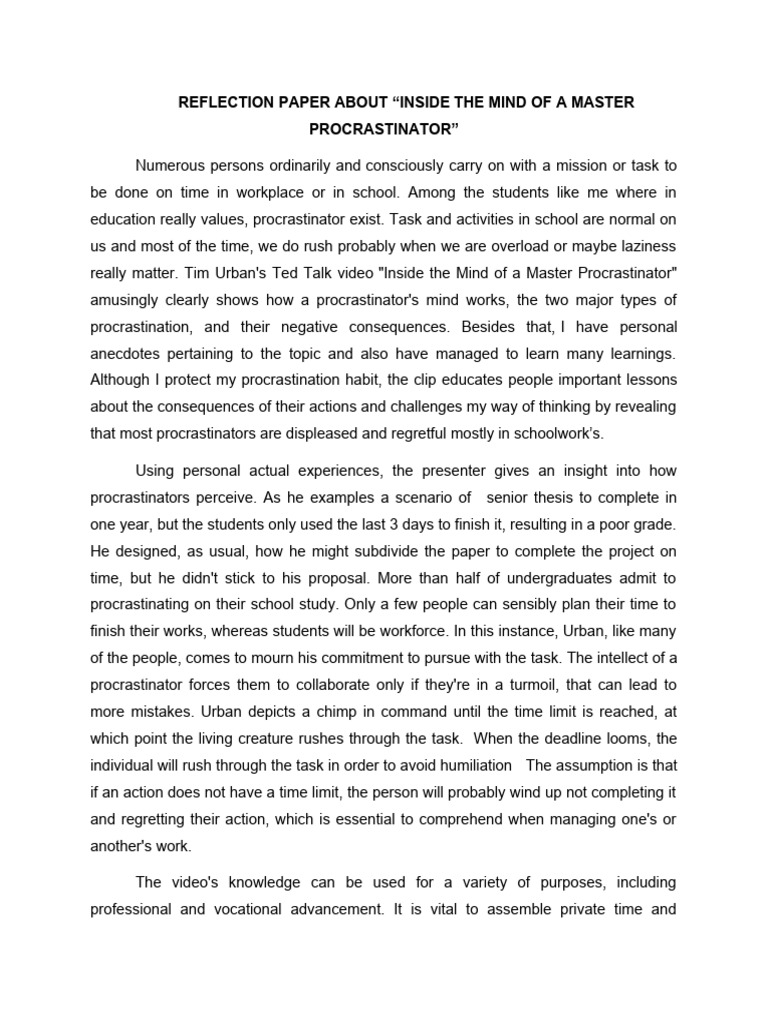 Reflection Paper | PDF | Procrastination | Professional Skills