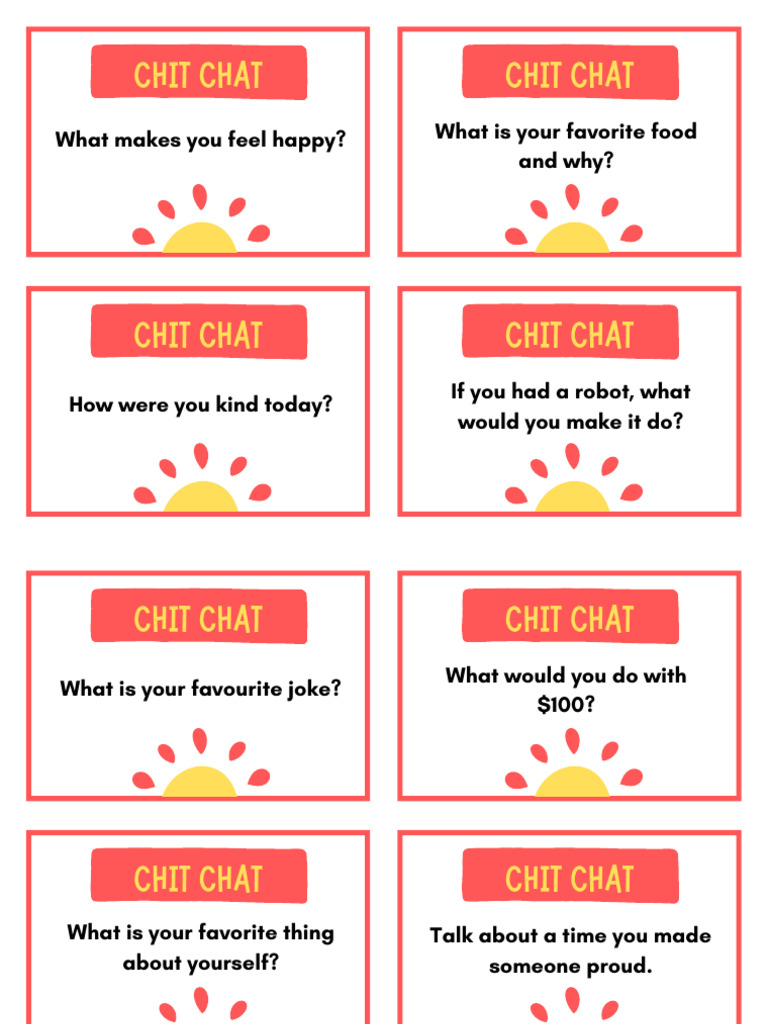 Chit Chat Weekly Conversation Starter Flashcards | PDF
