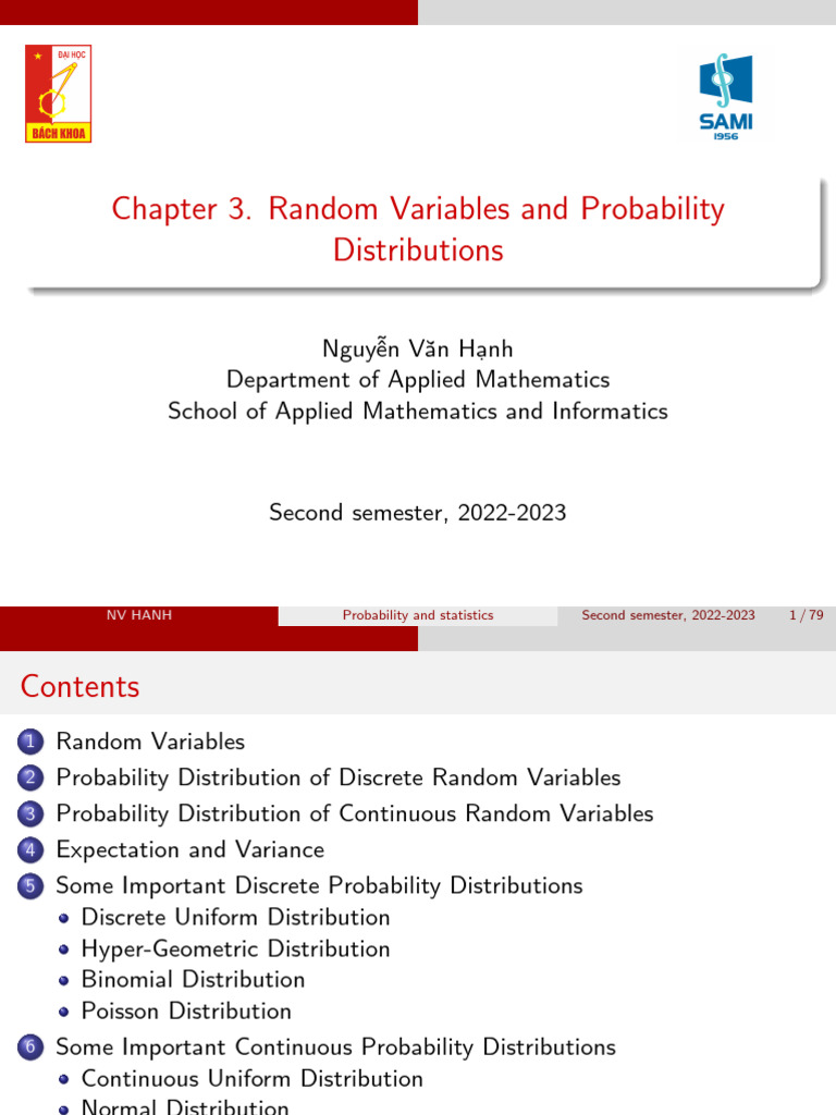 Chapter 3 | PDF | Probability Distribution | Random Variable
