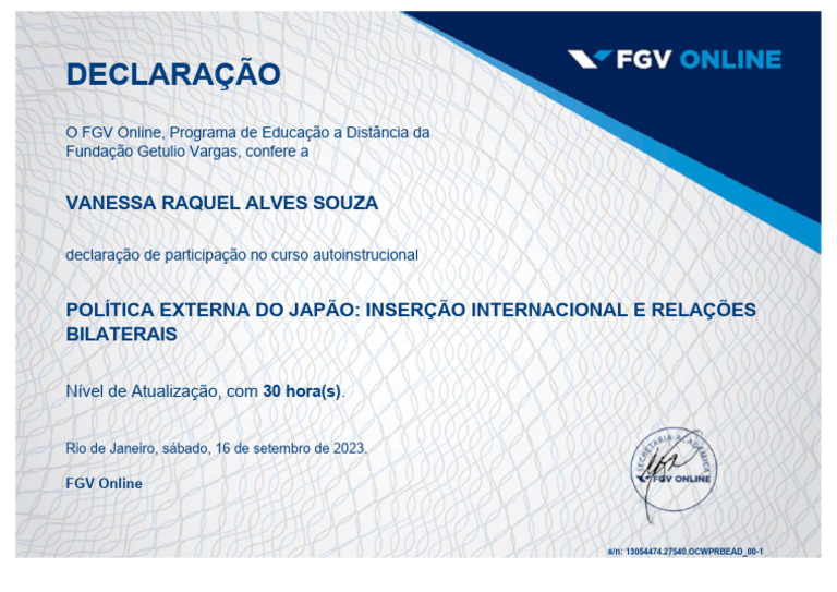 Certificado FGV | PDF