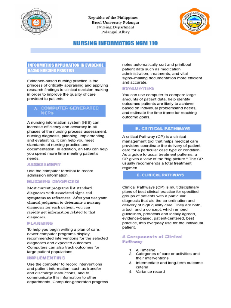 Informatics Application in Evidence | PDF | Nursing | Medical Diagnosis Informatics Application in Evidence | PDF | Nursing | Medical Diagnosis