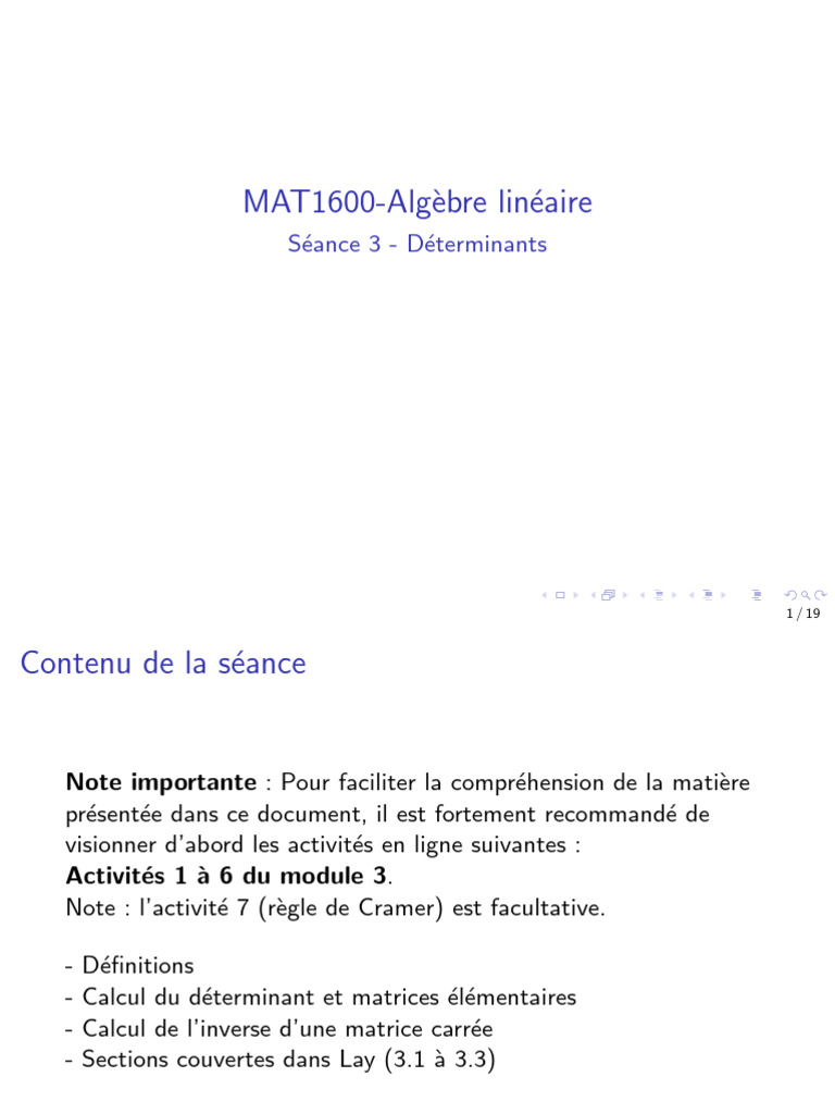 Déterminants et Matrices Élémentaires | PDF | Permutation | Déterminant