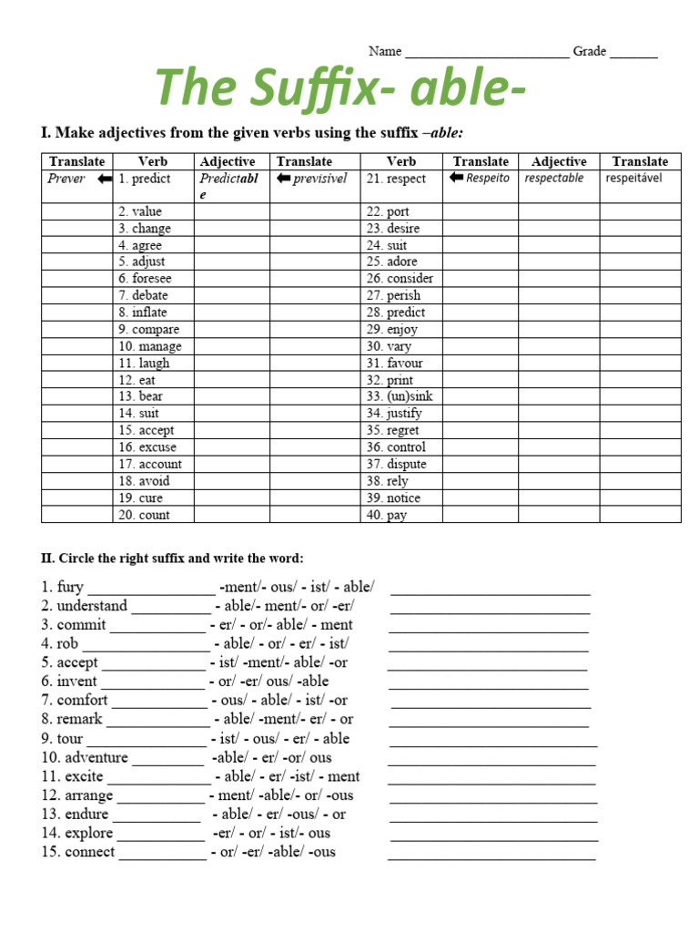Sufixo Able | Download Free PDF | Morphology | Language Mechanics