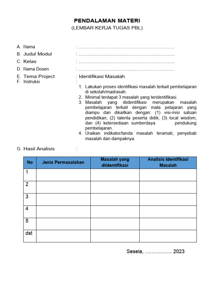 LK - TUGAS PBL-Modul Pedagogik-Tema Project 1 | PDF | Karier & Perkembangan | Seni