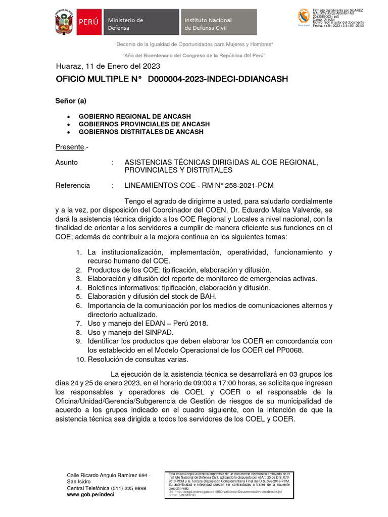 Oficio Multiple-000004-2023-Ddiancash - 230124 - 080450 | PDF Oficio Multiple-000004-2023-Ddiancash - 230124 - 080450 | PDF