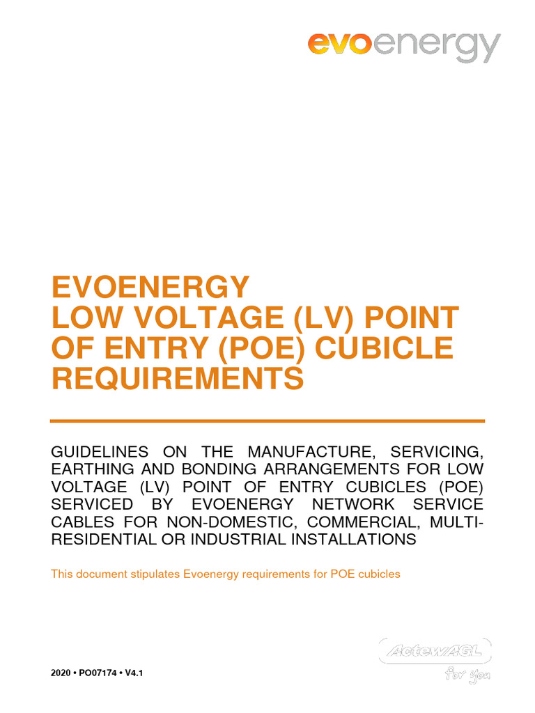Evoenergy LV Point of Entry Cubicle Requirements | PDF | Electrical ...