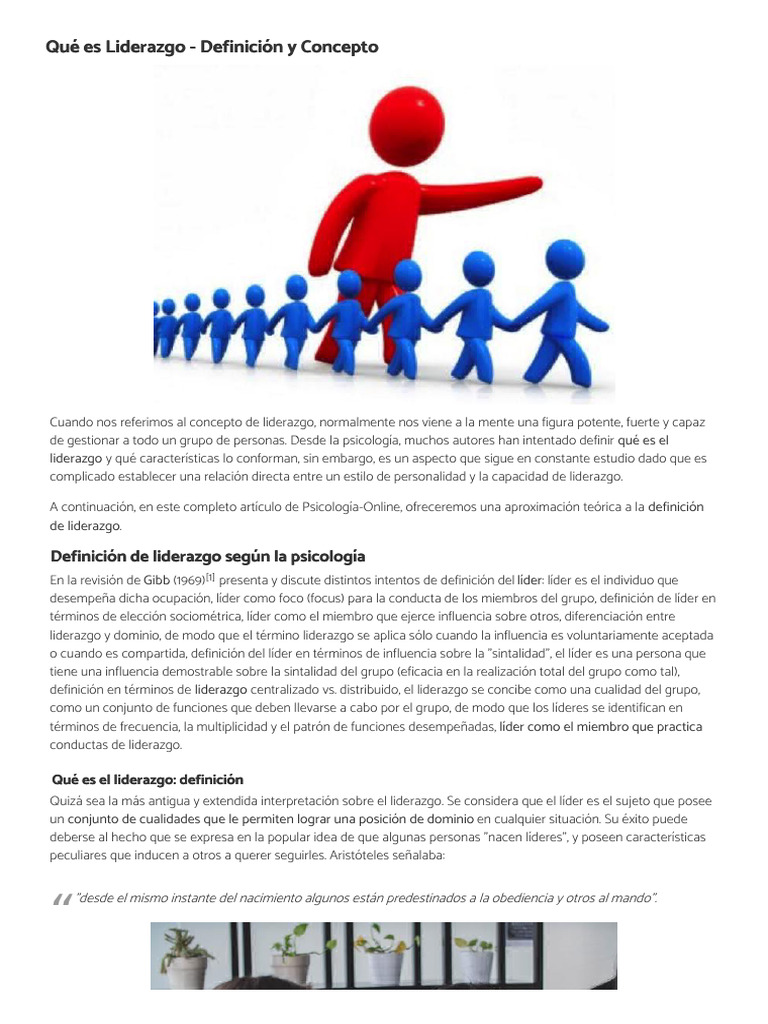 Qué Es Liderazgo - Definición y Concepto | PDF | Liderazgo | Sicología