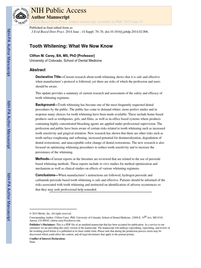 Tooth Whitening What We Know | PDF | Tooth Enamel | Medical Specialties