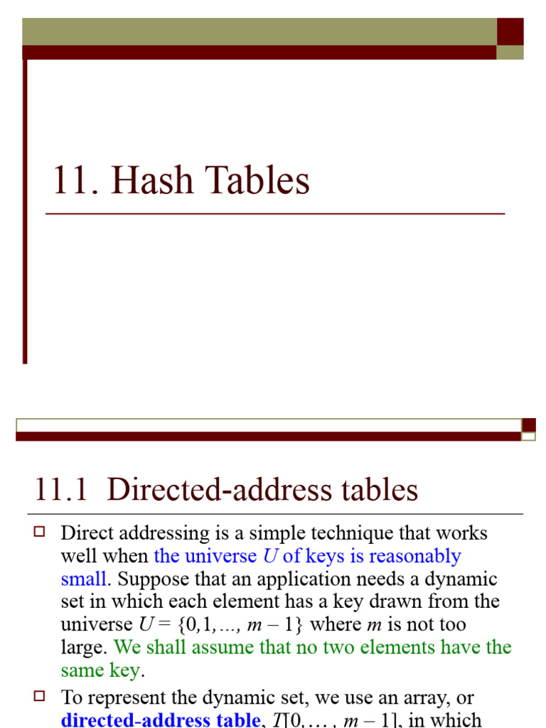 Lec 11 Hash Table | PDF | Theoretical Computer Science | Mathematical Logic Lec 11 Hash Table | PDF | Theoretical Computer Science | Mathematical Logic
