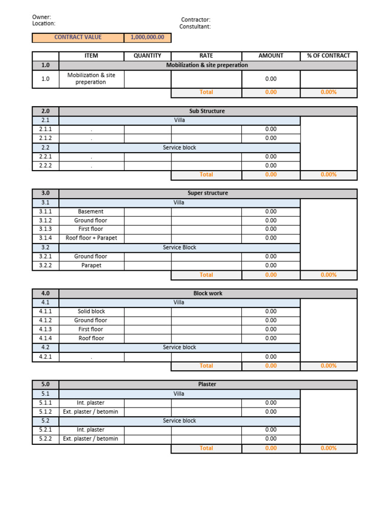 Boq Format | PDF | Architectural Design | Architecture