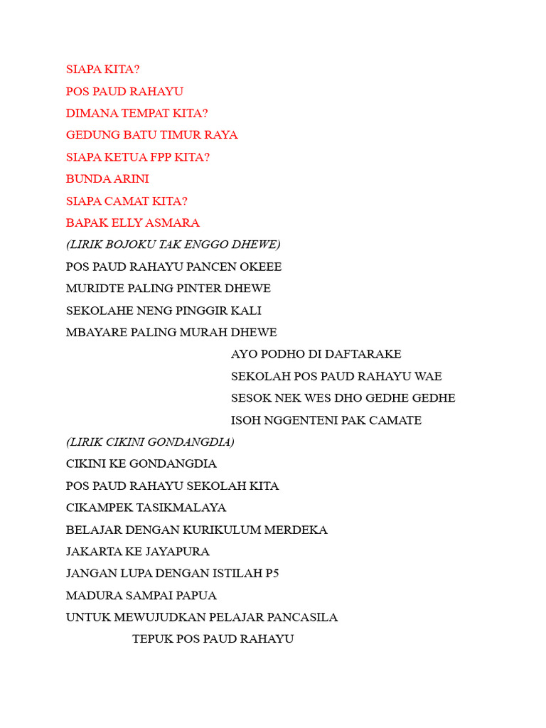 Yel Yel PP Rahayu | PDF