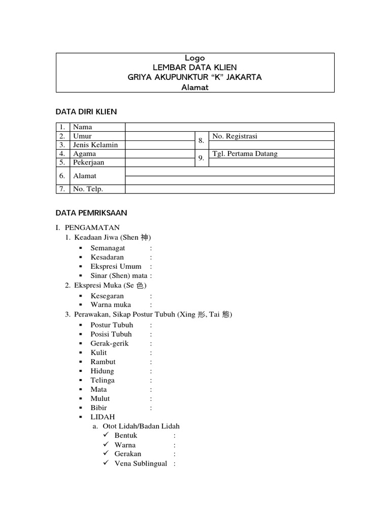 Lembar data pasien singkat-1 | PDF