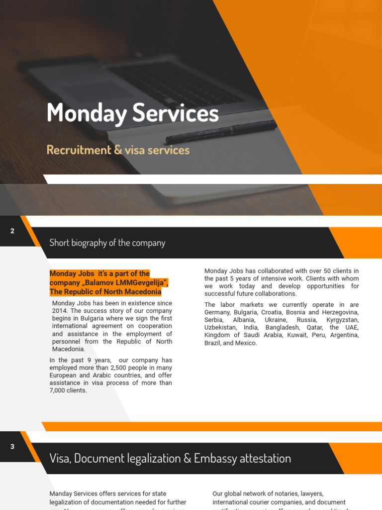 Corporate Presentation of Monday Services, The Republic of North ...