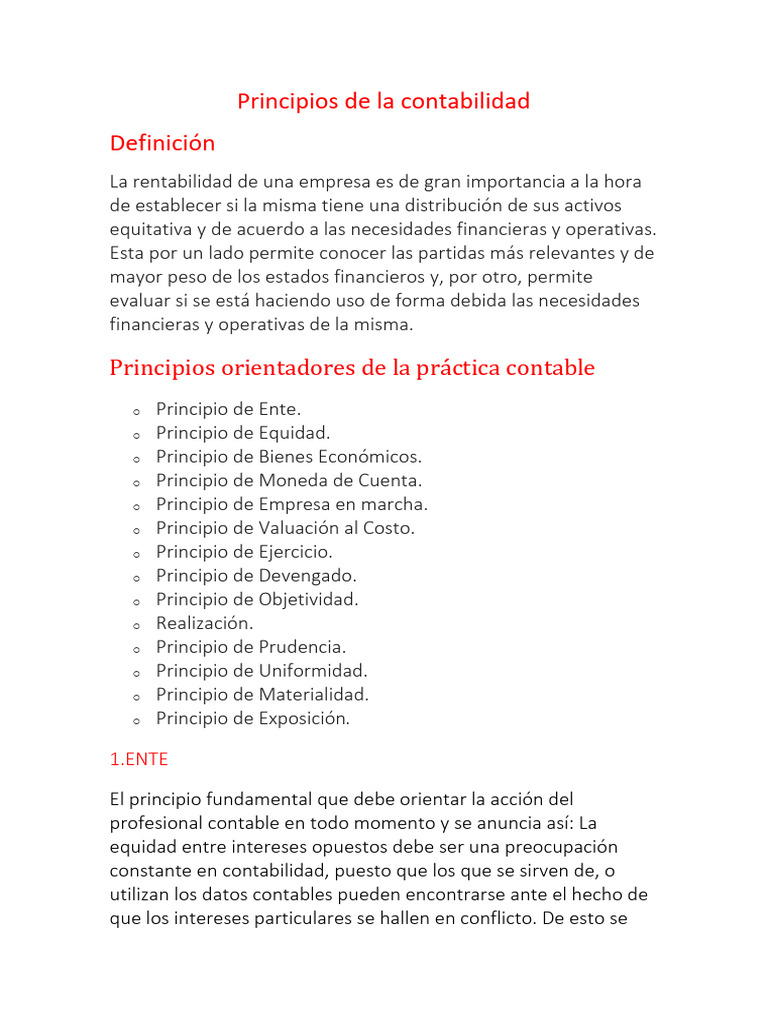 Principios Básicos de Contabilidad | PDF