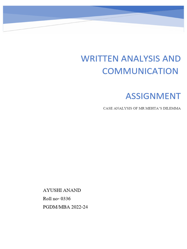 Wac Assignment Case Submission Ayushi Anand | PDF | Performance ...