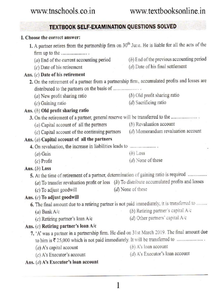 12th STD Accountancy Unit-7 Solution Book | PDF