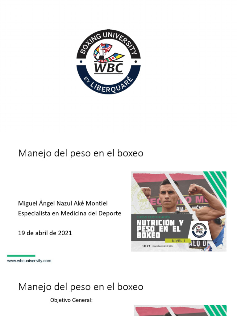 Manejo Del Peso en El Boxeo WBC University | PDF | Deshidración | Deportes