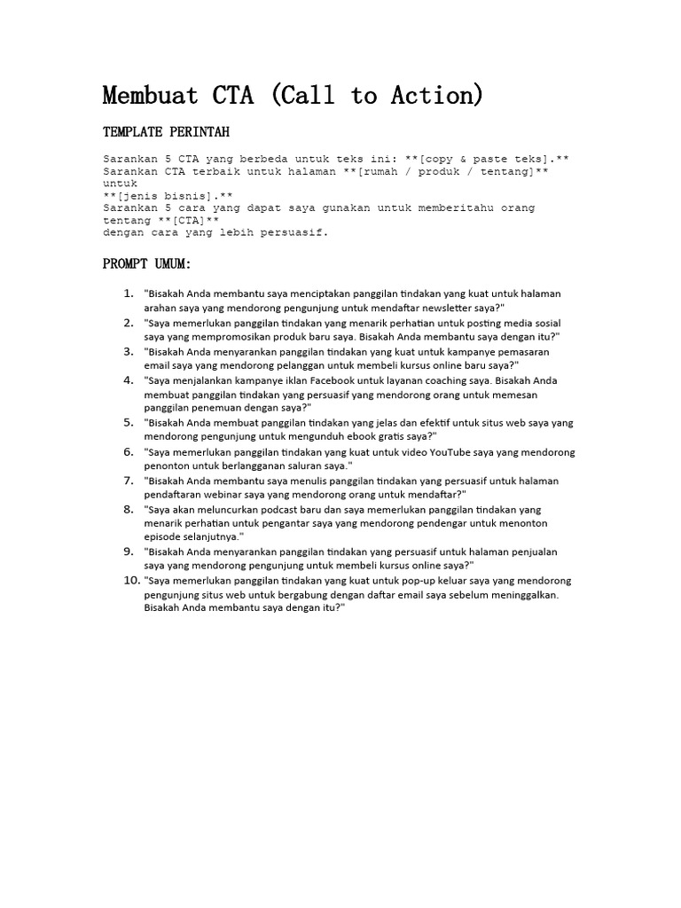 Membuat CTA-1 | PDF