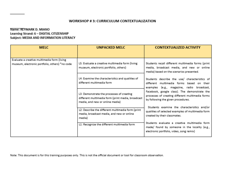 Worksheet 3 LS6 - MIANO, REYMARK 1 | PDF | Multimedia | Cognition