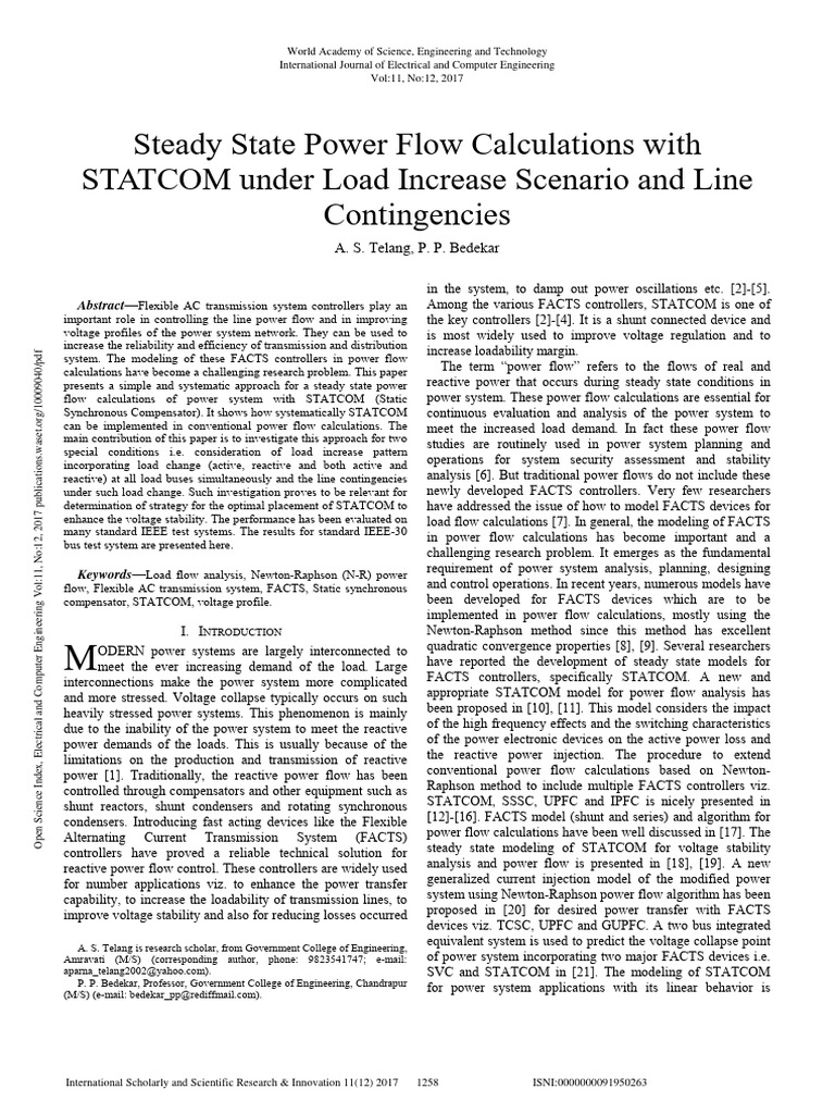 Steady State Power Flow Calculations Wit | PDF | Electric Power System | Electric Power Transmission
