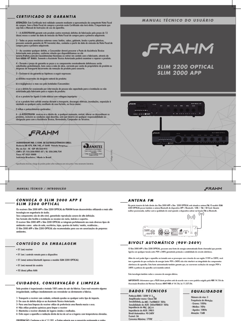 Manual Slim 2000 App e Slim 2200 Optical - 55.452 - N Pci | PDF | USB ...