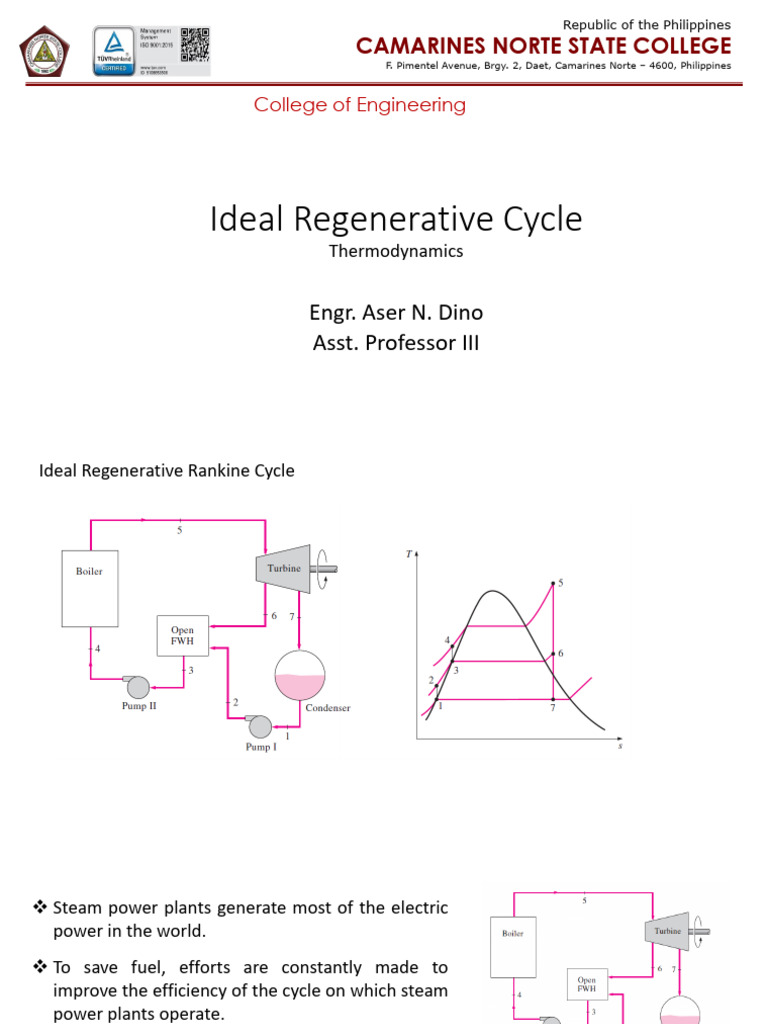 Week 08 Ideal Regenerative Cycle | PDF | Boiler | Steam