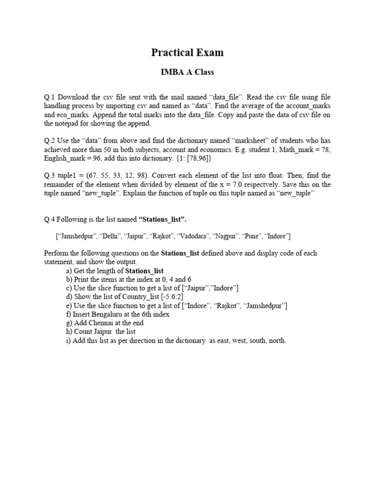 MBA Practical Exam Instructions | PDF | Teaching Methods & Materials