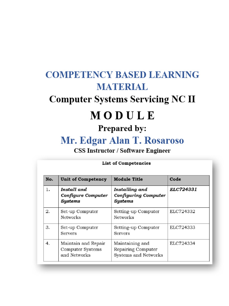 Computer Systems Servicing NC II Module | PDF | Computer Network ...