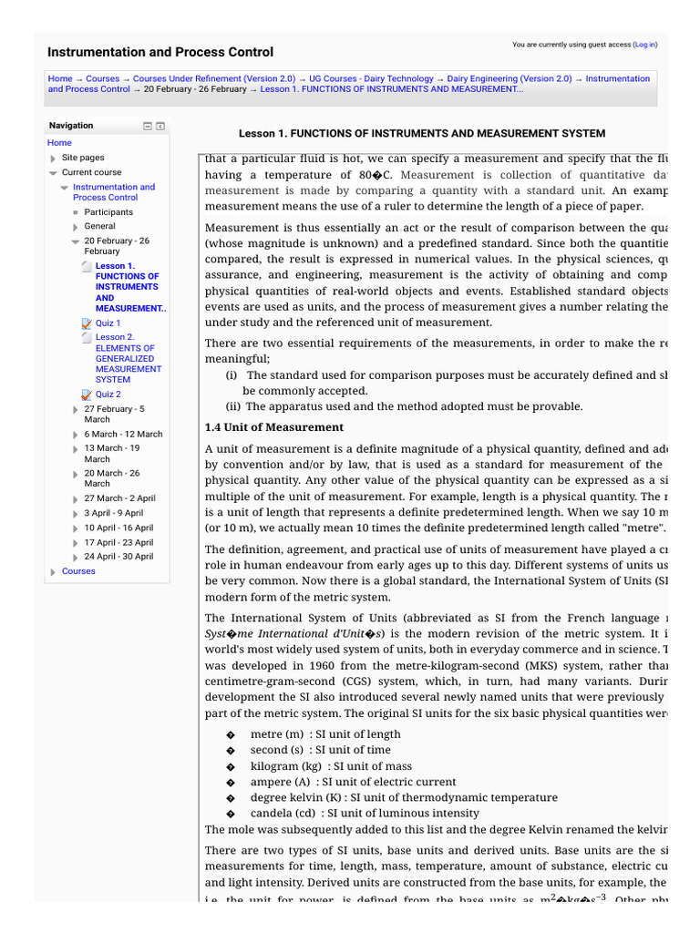 Instrumentation and Process Control: Lesson 1. Functions of Instruments ...