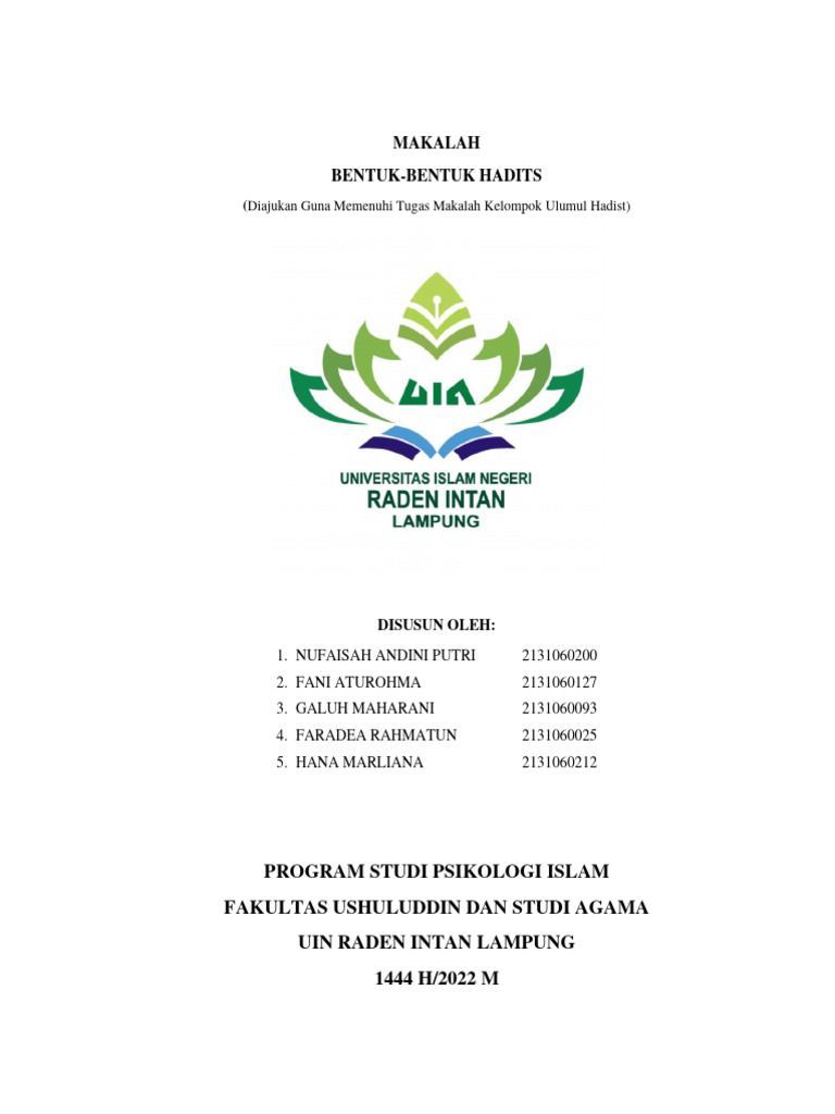 Bentuk Hadits: Fokus pada Hadits Fi'ly | PDF | Agama & Spiritualitas