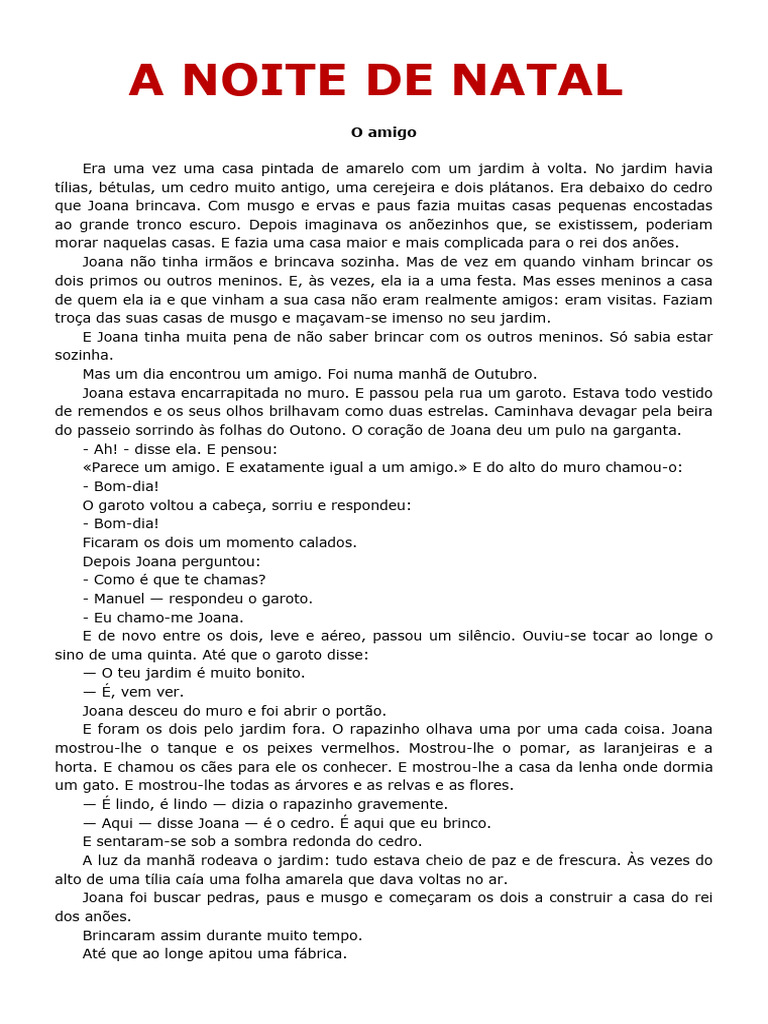 A Noite de Natal - Sophia de Mello Breyner Andresen | PDF