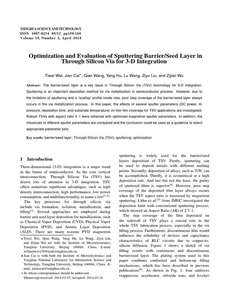 Optimization of TSV Sputtering Layers | PDF | Sputtering | Wafer (Electronics)
