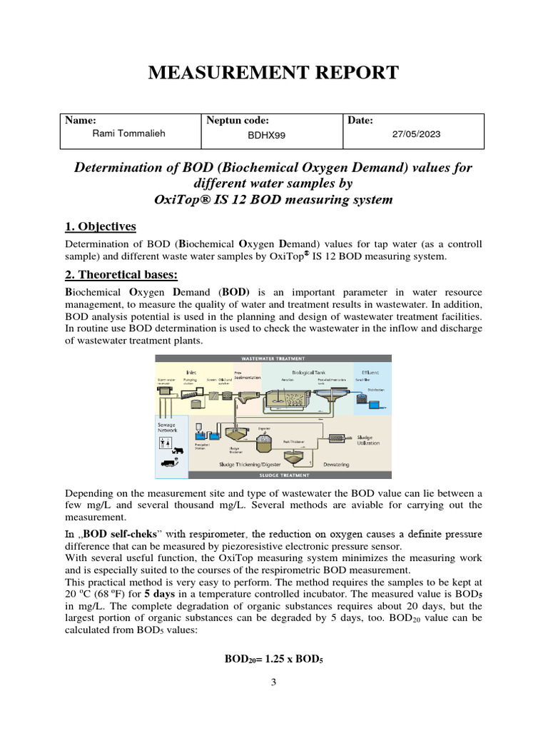 BOD Report | PDF | Oxygen | Water