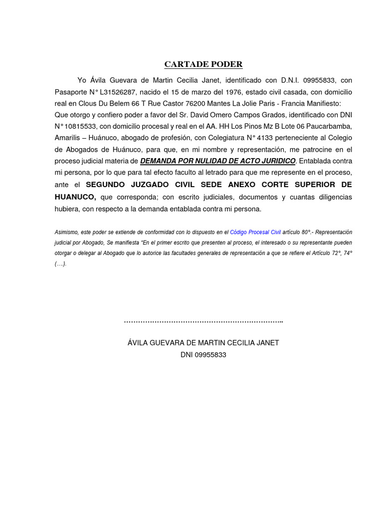 Poder Notarial para Representación Legal | PDF | Derecho