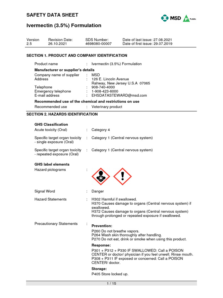 Product - Safety-Data-Sheets - Ah-Sds - Ivermectin (3.5 - PCT ...