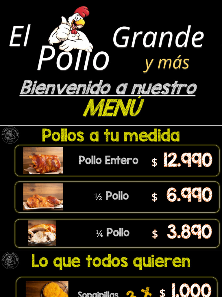 Menu El Pollo Grande Completo | PDF