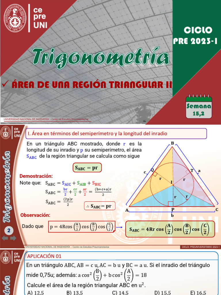 15.2 Área de Una Región Triangular II 2023-1 | PDF | Triángulo | Geometría del plano euclidiano